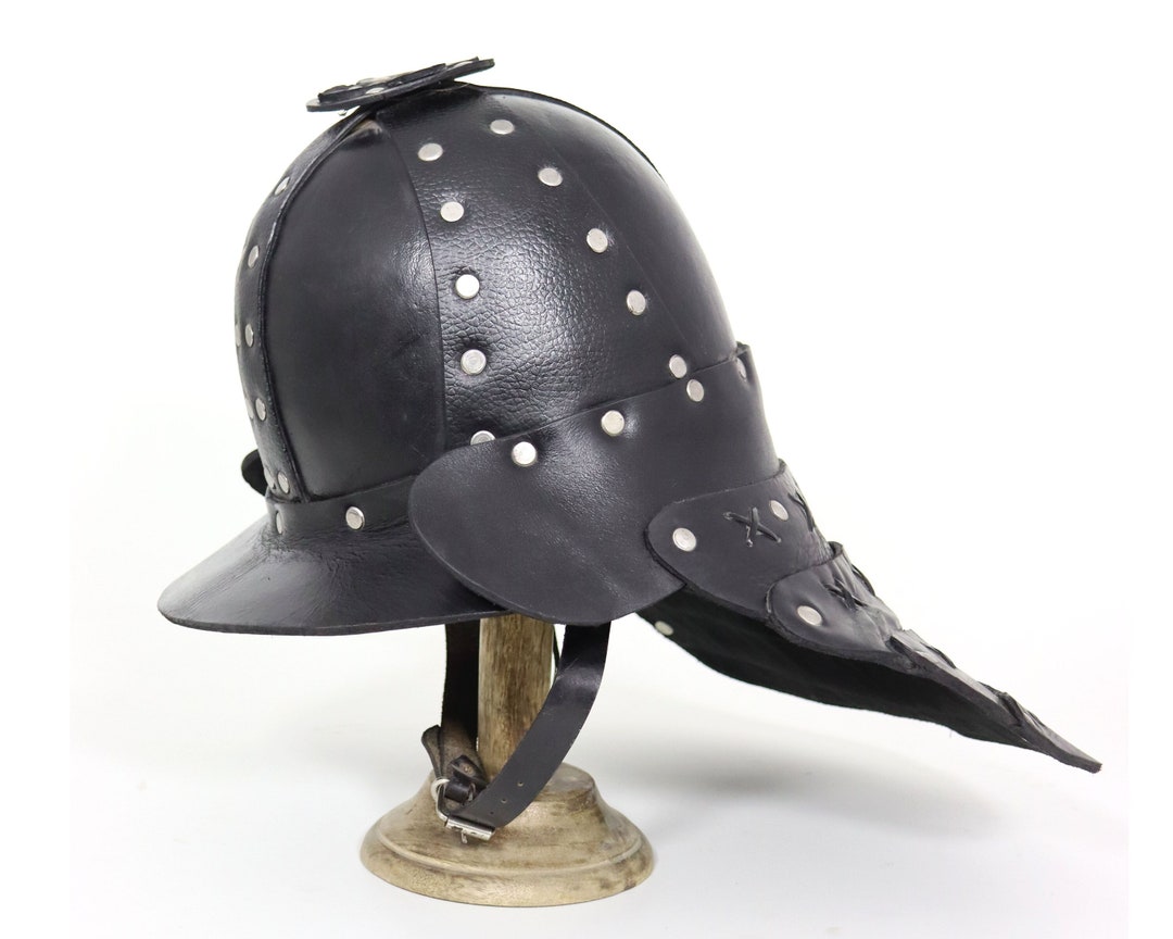 Leather Japanese Samurai Helmet Knight Reenactment Helmet Black ...