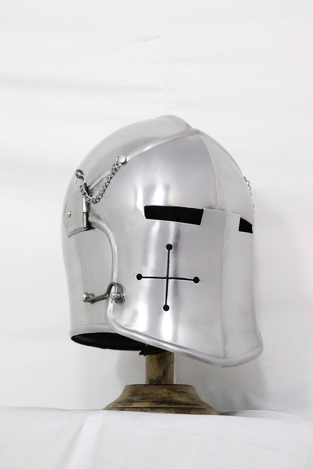 Medieval Knight Templar Barbuta Helmet, LARP Cosplay Armor, Display ...