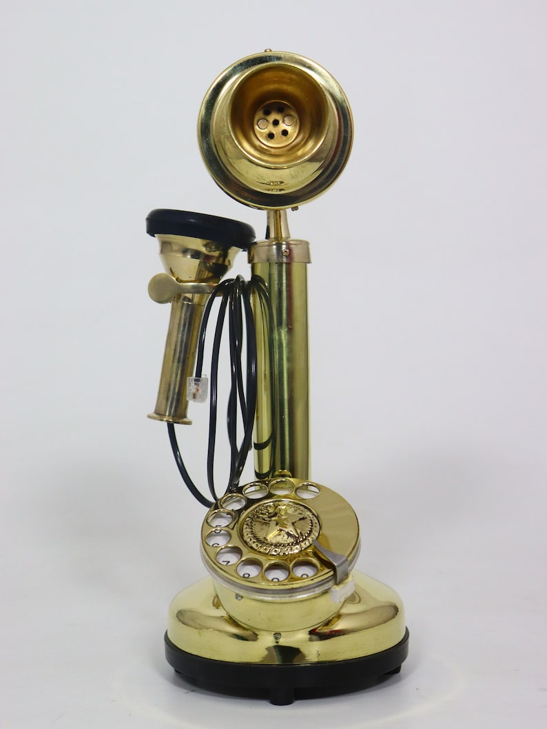 Brass Candlestick Telephone – 1920s Style Rotary Dial Landline, Home ...
