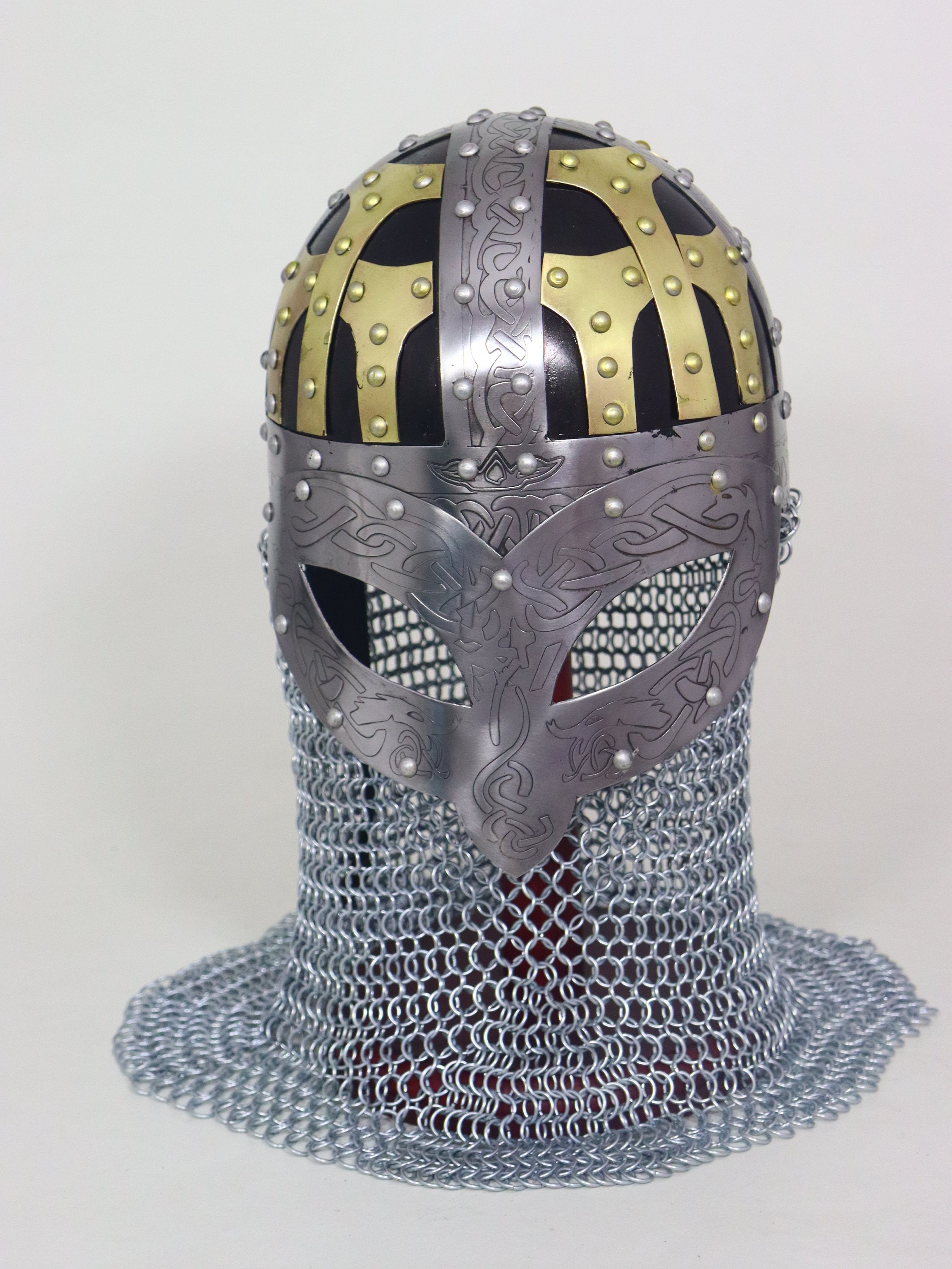 Medieval Gjermundbu Black Helmet Viking Warrior Helmet Cosplay and ...