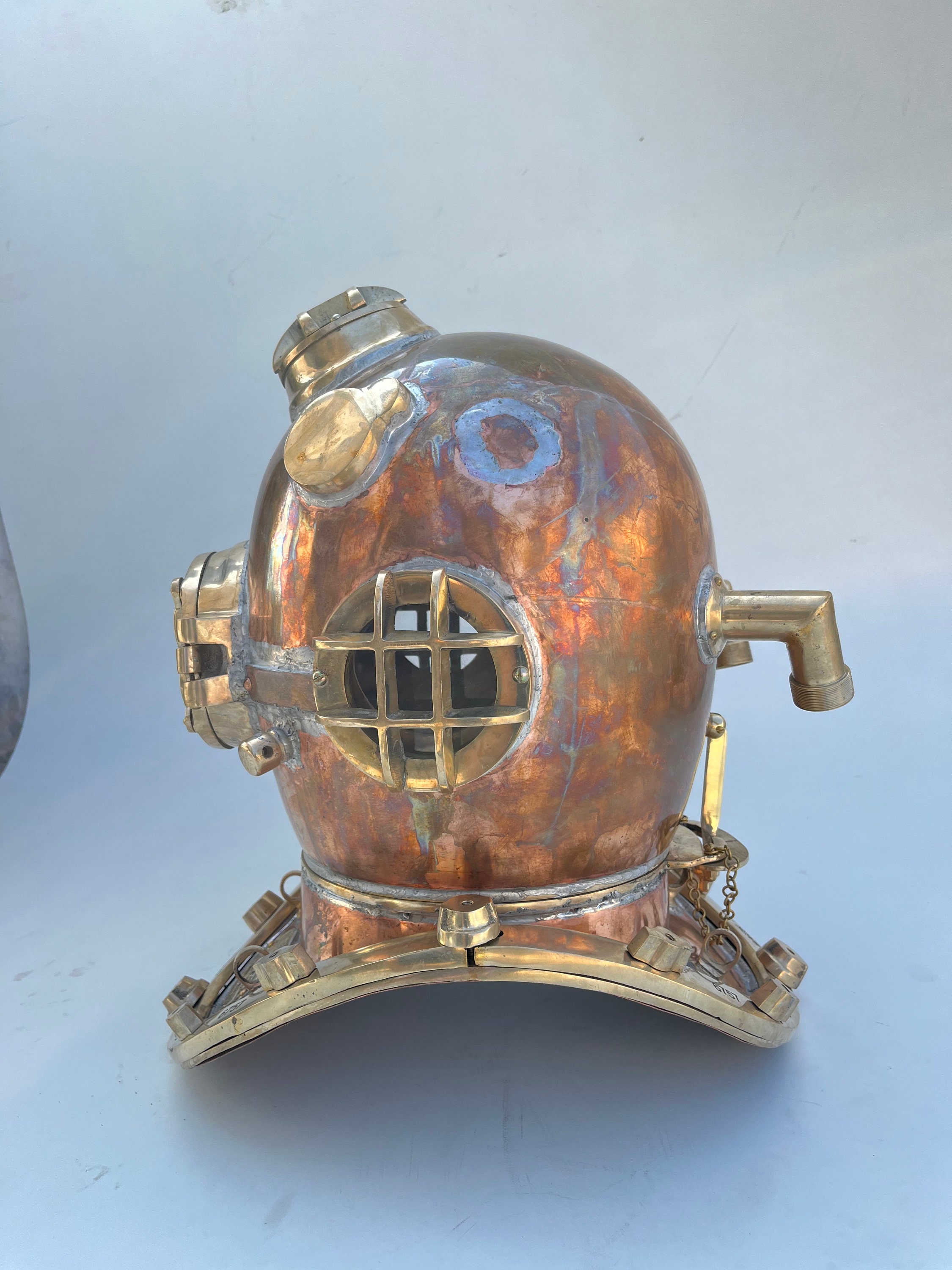 Antique Copper Brass Scuba Divers Diving Helmet Helmet 18 Us Navy Mark ...