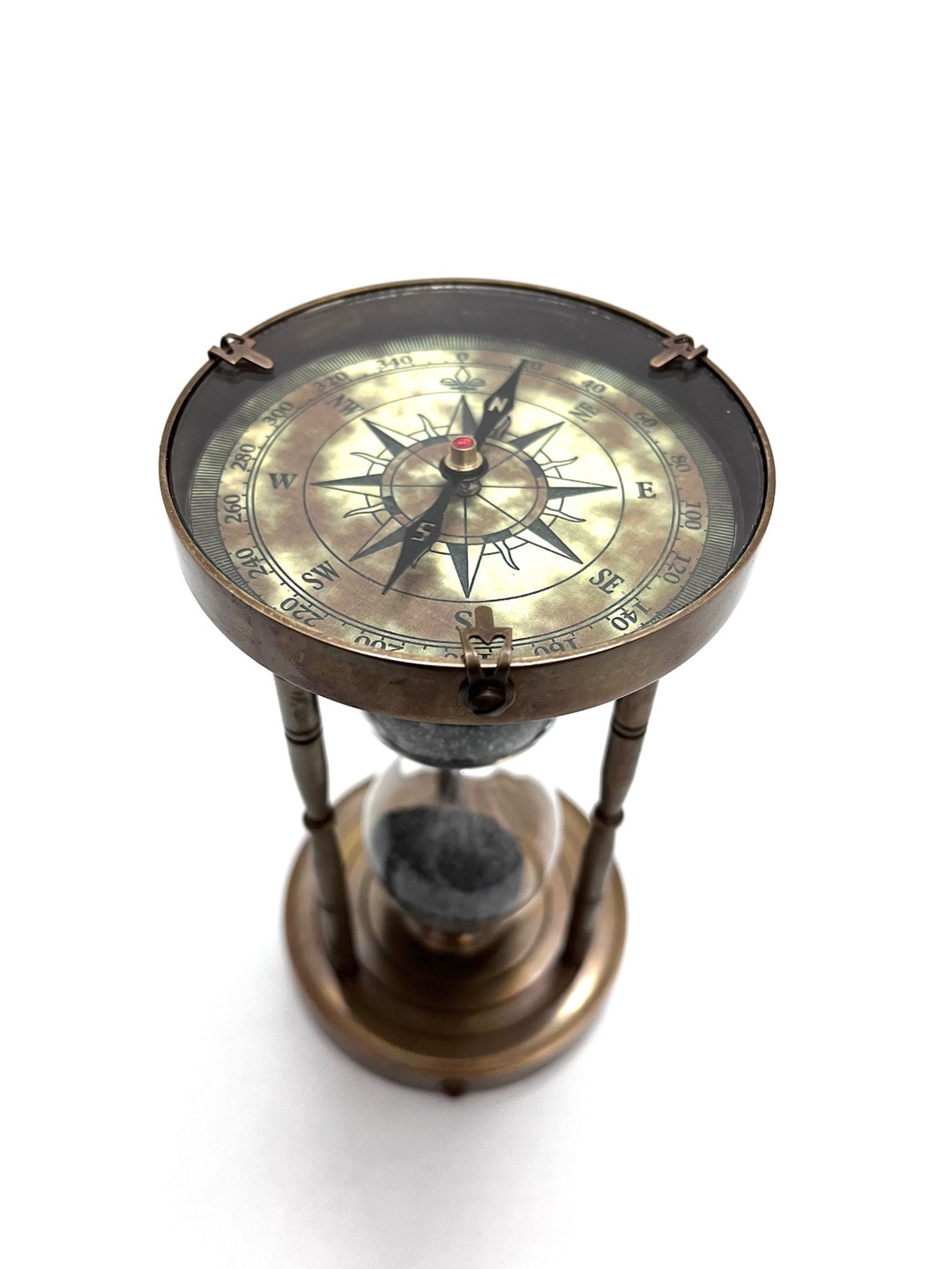Brass Sand Timer With Compass Both End, Nautical Maritime Hourglass ...