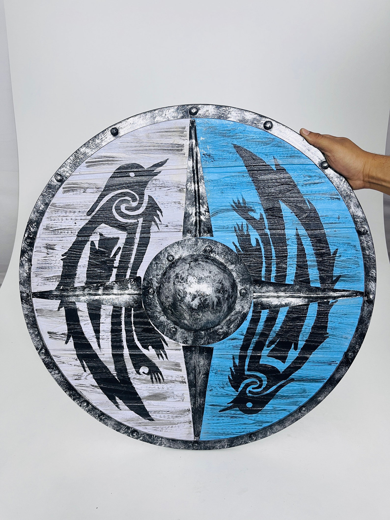 Viking Valhalla Raven Wooden Shield, Norse Decor, 24'' - Etsy