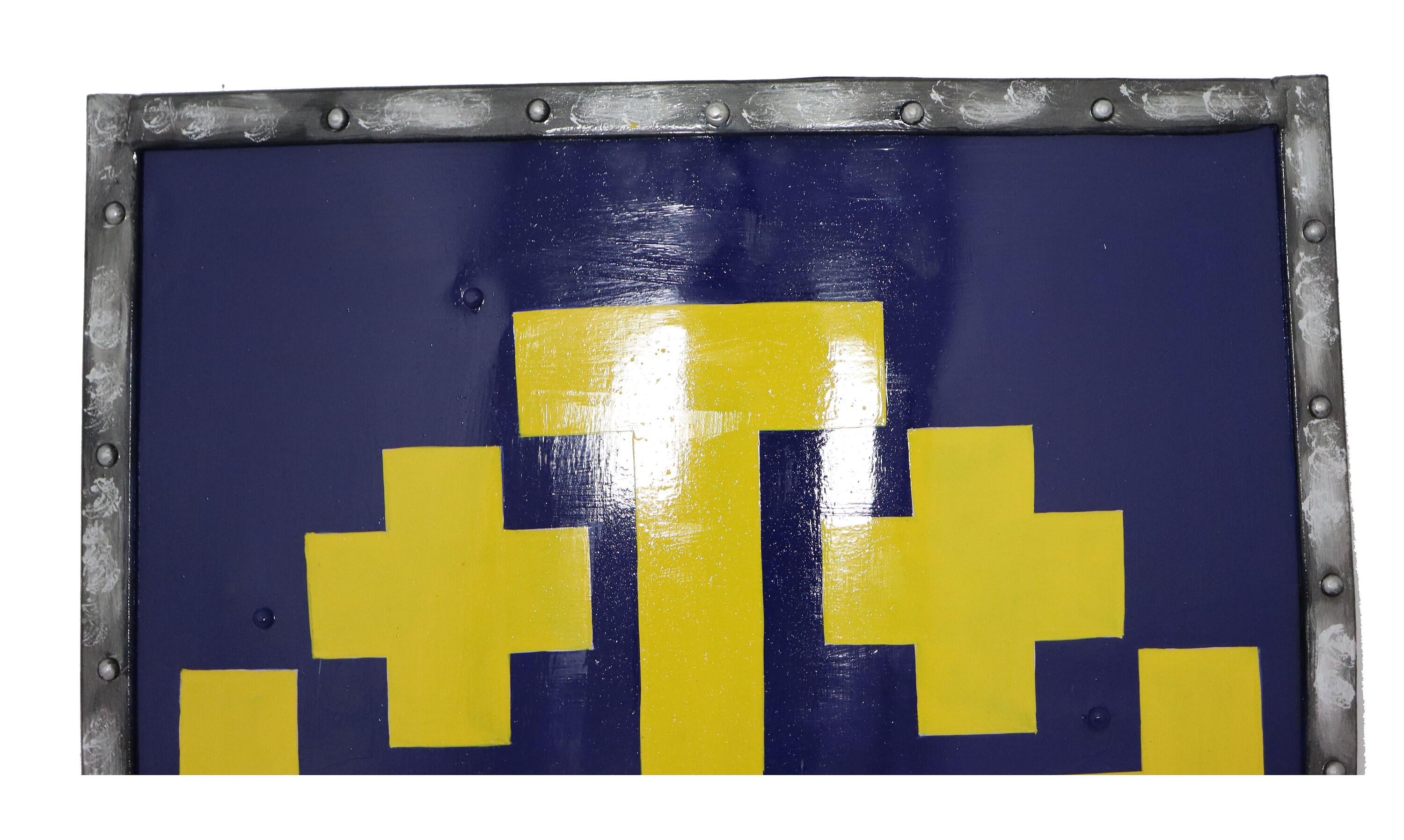Medieval Battle Warrior Yellow and Blue Shield Made of 20 Gauge Steel ...
