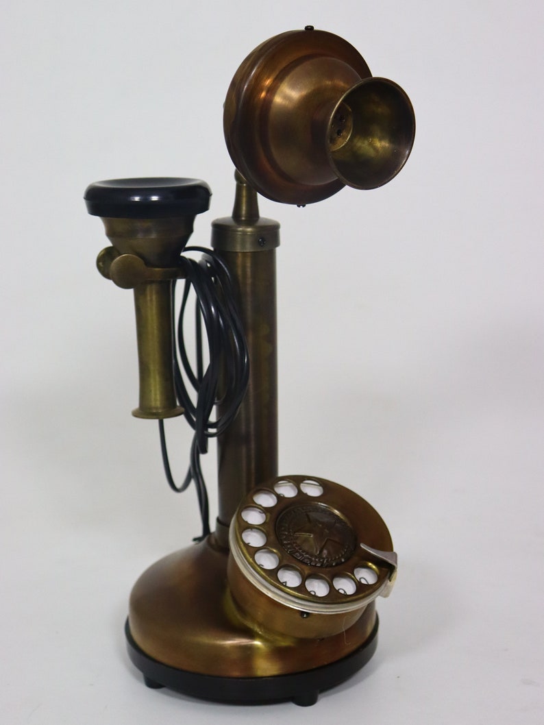 Brass Candlestick Telephone – 1920s Style Rotary Dial Landline, Home ...