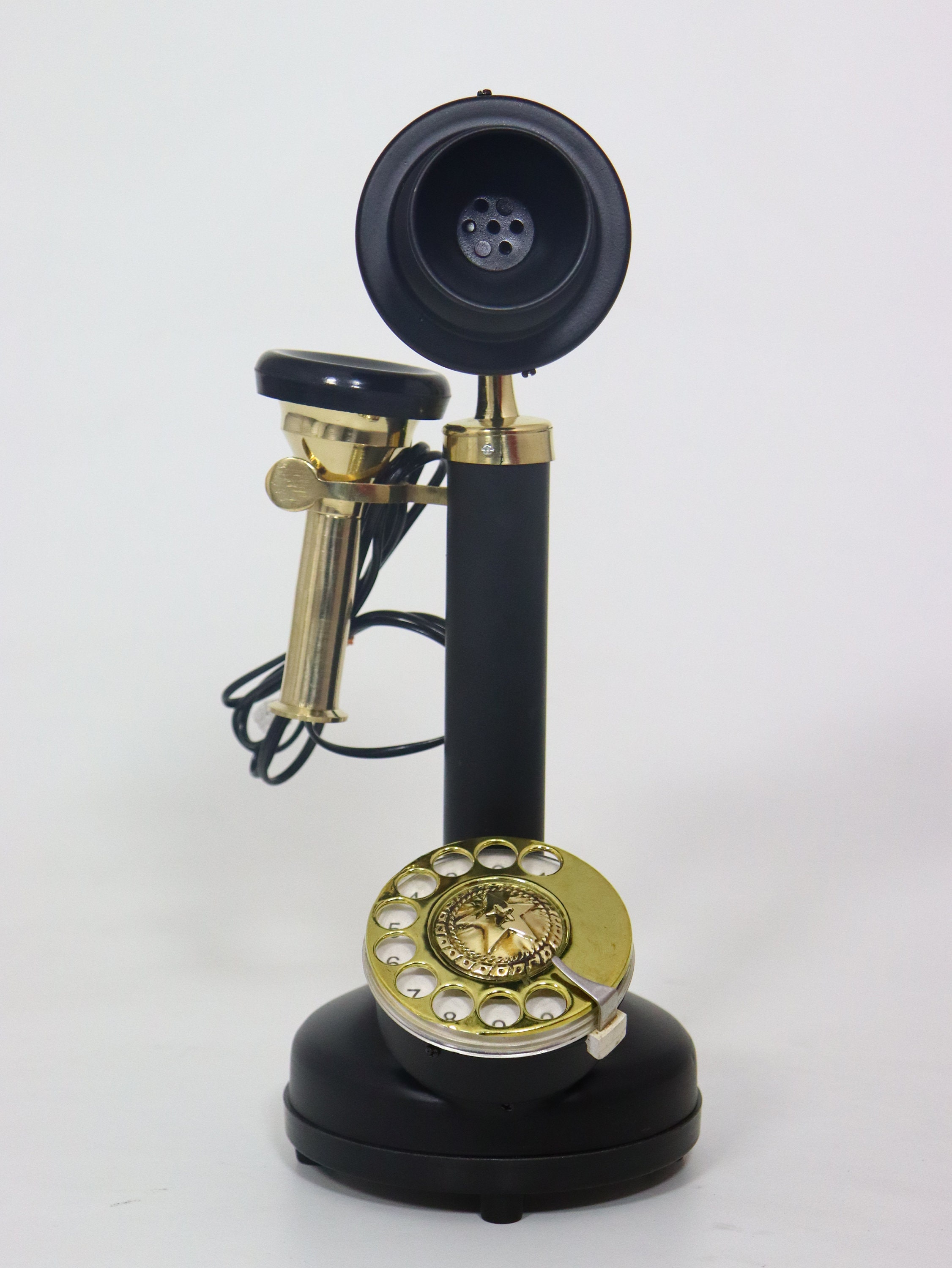 Brass Candlestick Telephone – 1920s Style Rotary Dial Landline, Home ...
