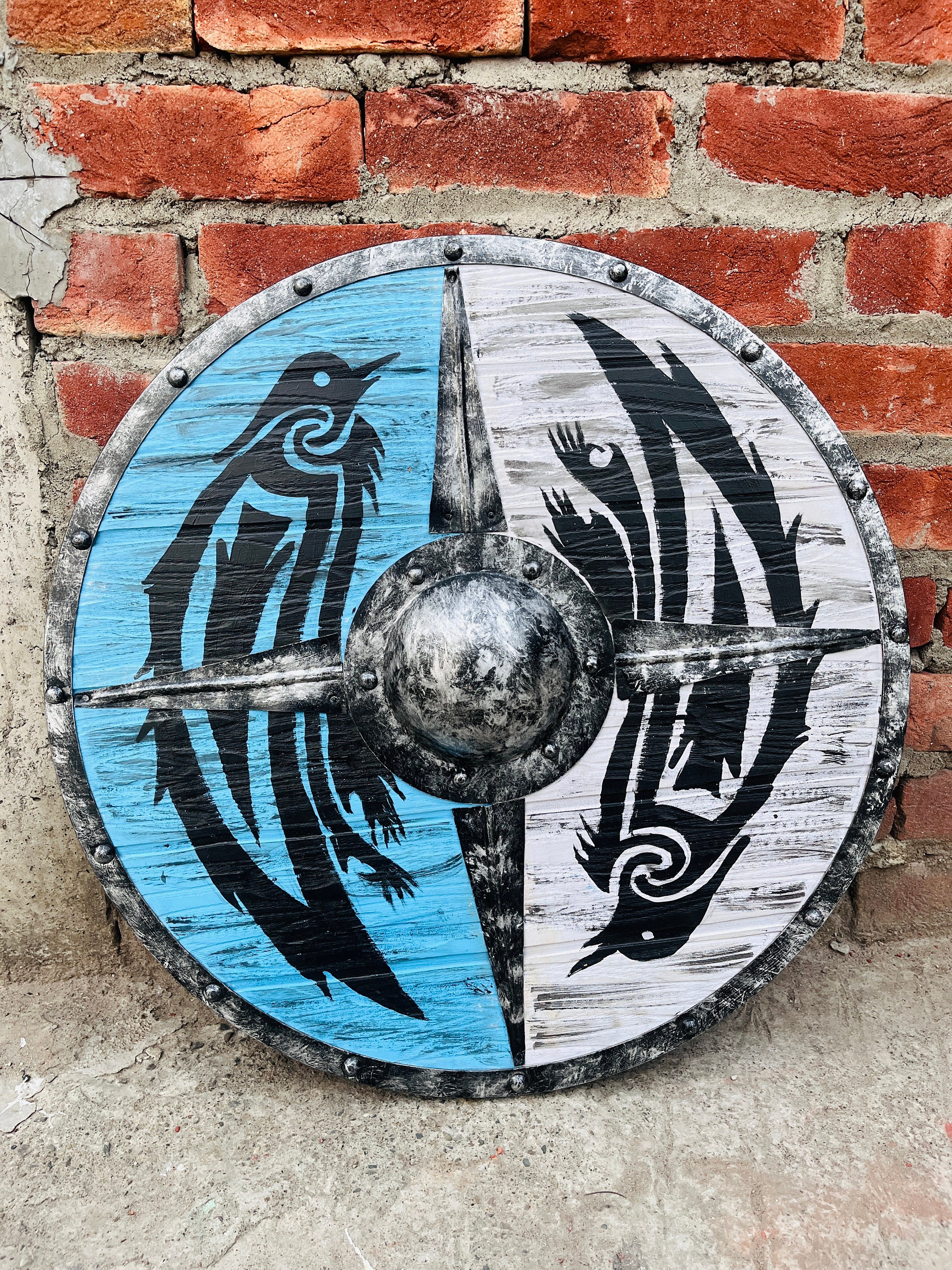 Viking Valhalla Raven Wooden Shield ~ Medieval Viking Warrior Shield ...