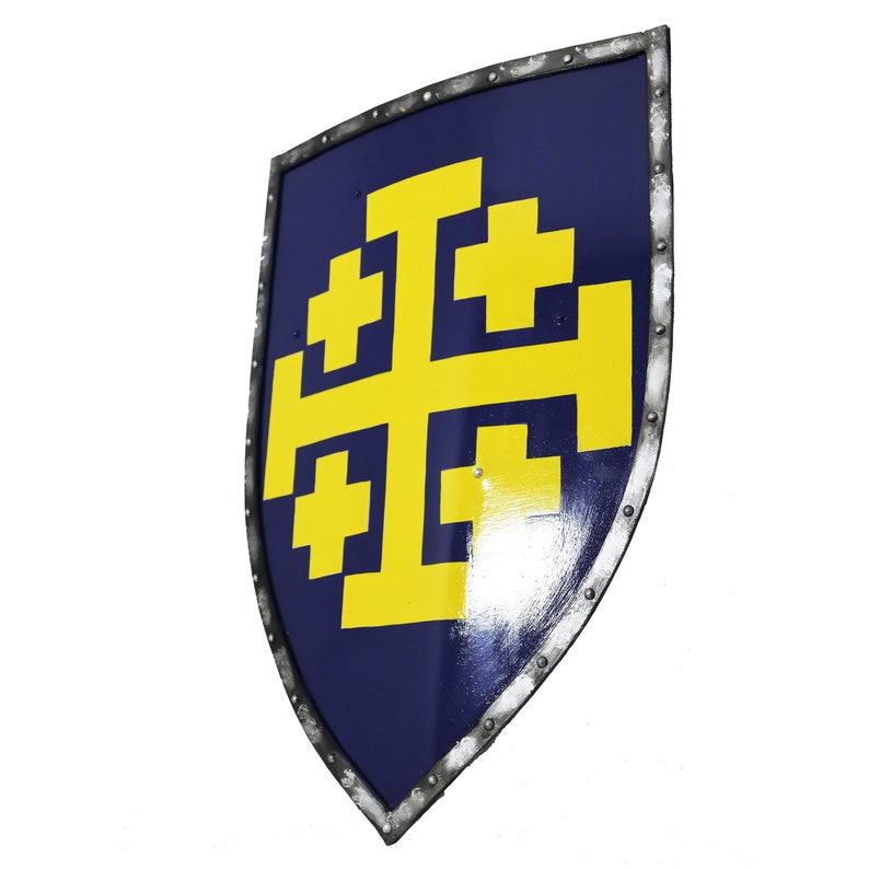 Medieval Battle Warrior Yellow and Blue Shield | Made of 20 Gauge Steel ...