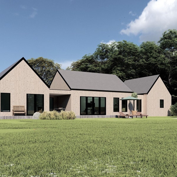 Modern Farmhouse Plans - Etsy