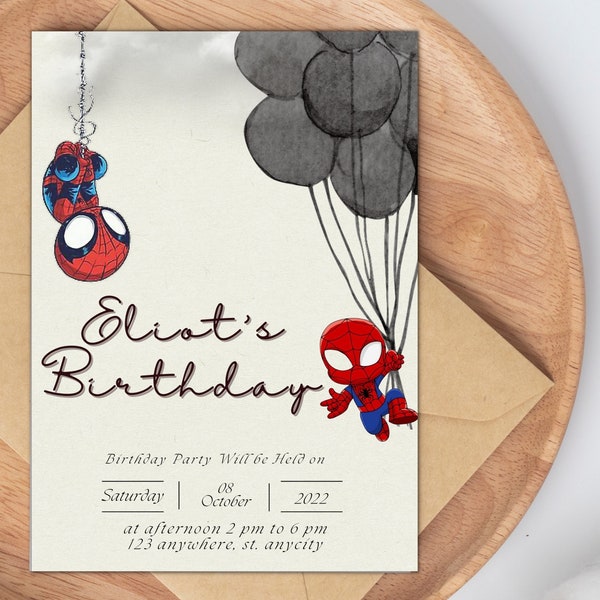 EDITABLE Balloon Birthday Invitation Template INSTANT DOWNLOAD Editable ...
