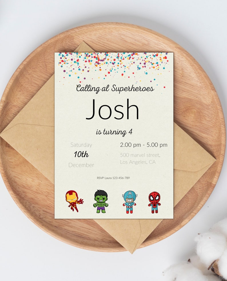 Superhero Birthday Invitation, Editable Template Instant Download ...