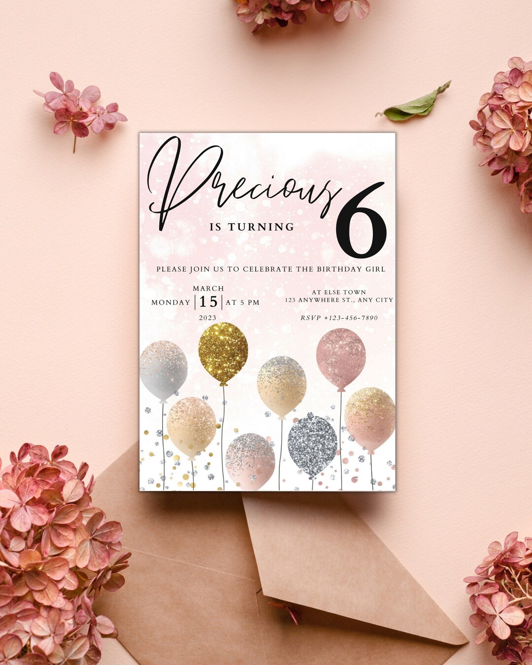 EDITABLE Balloon Birthday Invitation Template INSTANT DOWNLOAD Editable ...