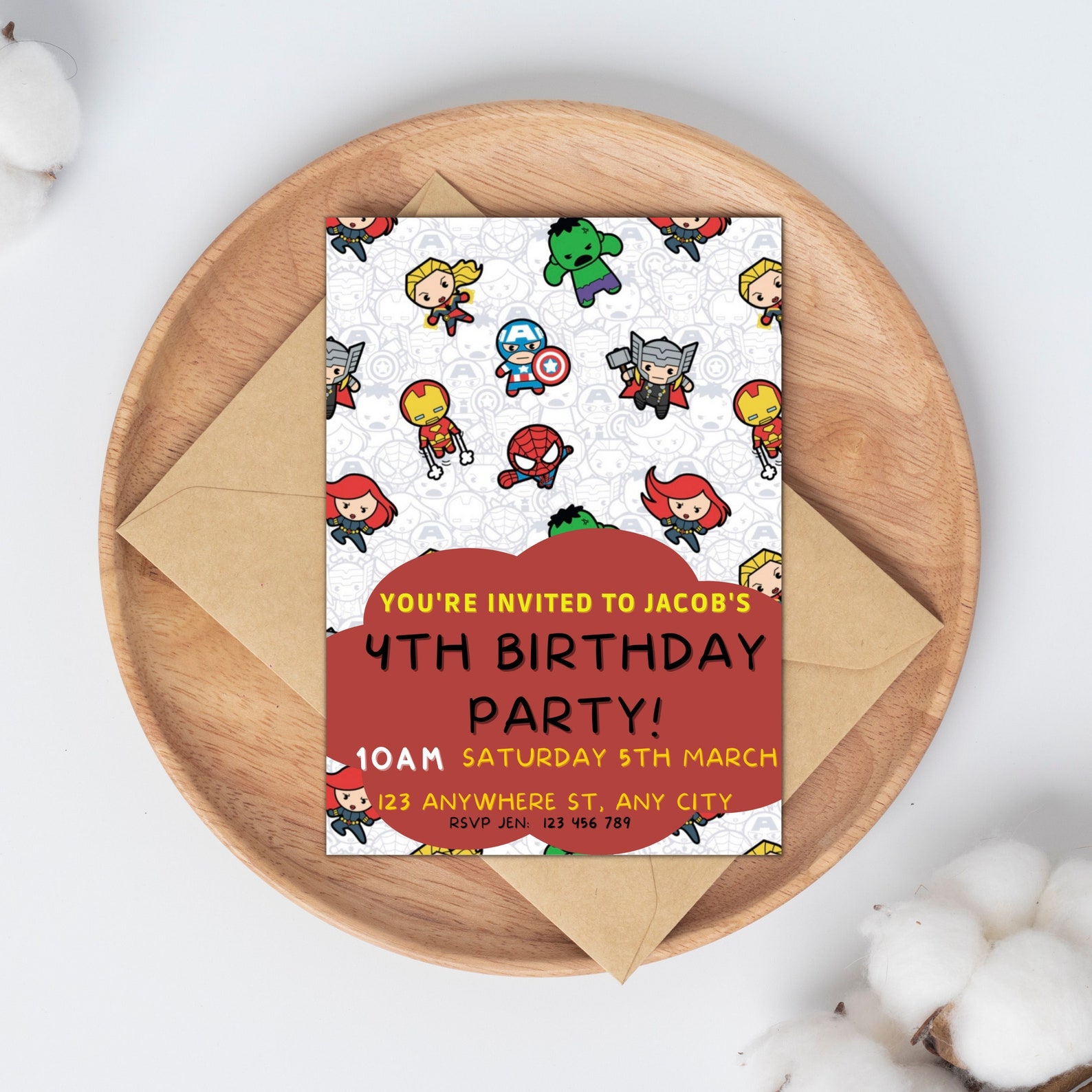 Superhero Background Birthday Invitation | Printable | Digital Download ...