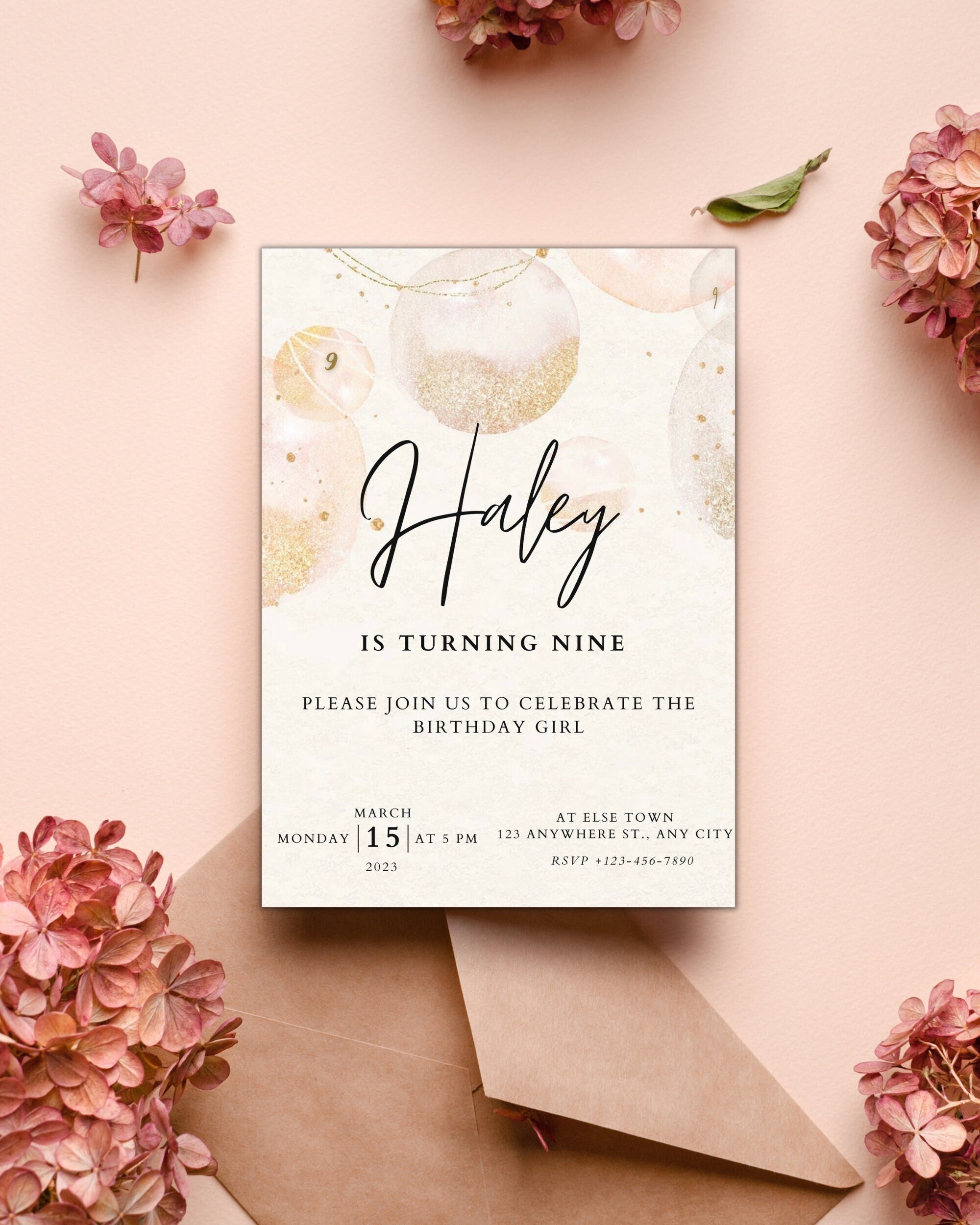 EDITABLE Balloon Birthday Invitation Template INSTANT DOWNLOAD Editable ...
