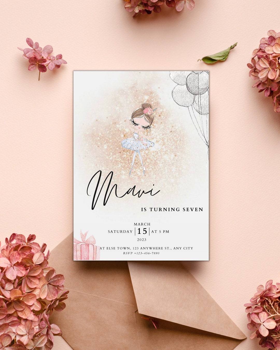 EDITABLE Ballerina Birthday Invitation Template INSTANT DOWNLOAD ...