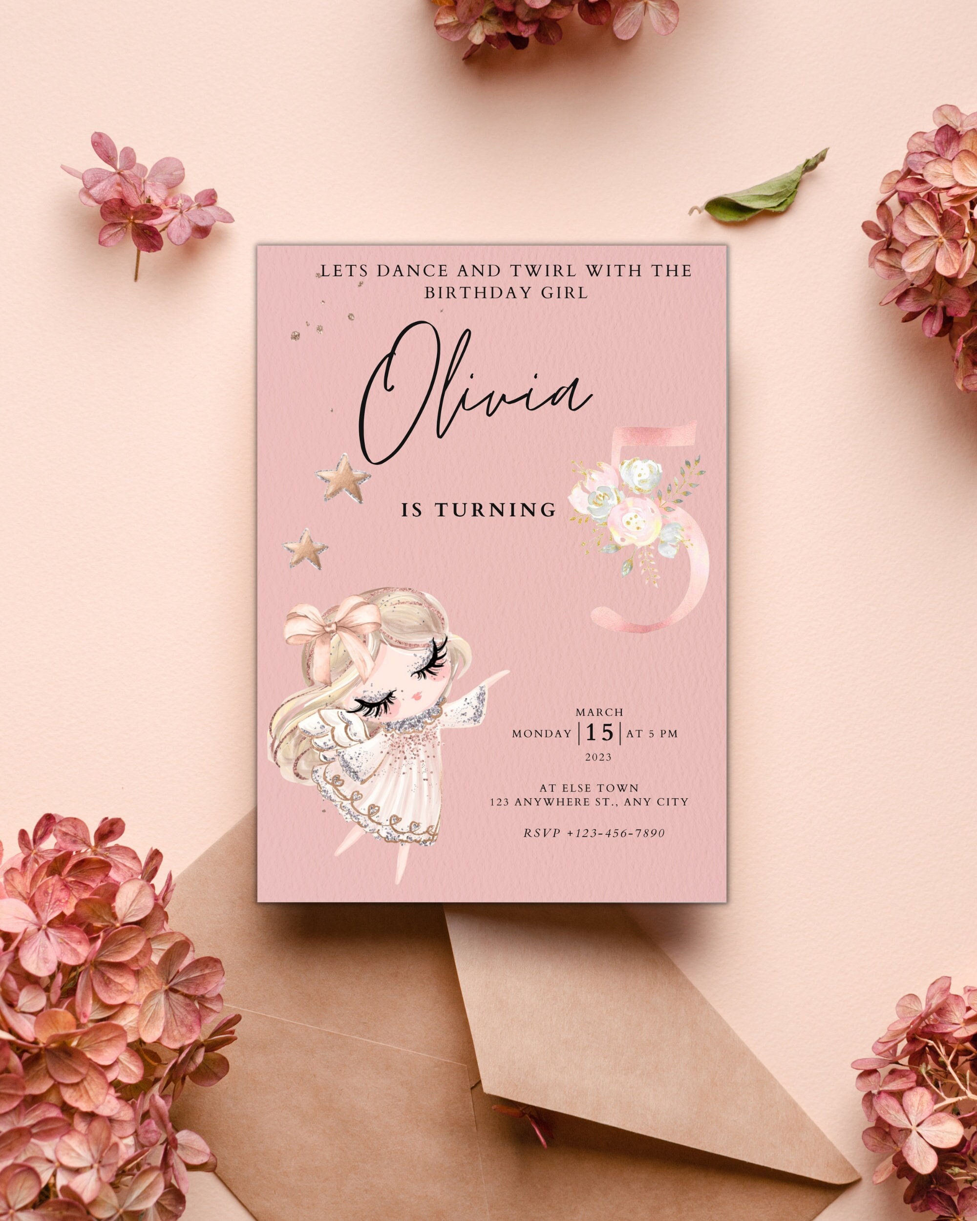 EDITABLE Ballerina Birthday Invitation Template INSTANT DOWNLOAD ...