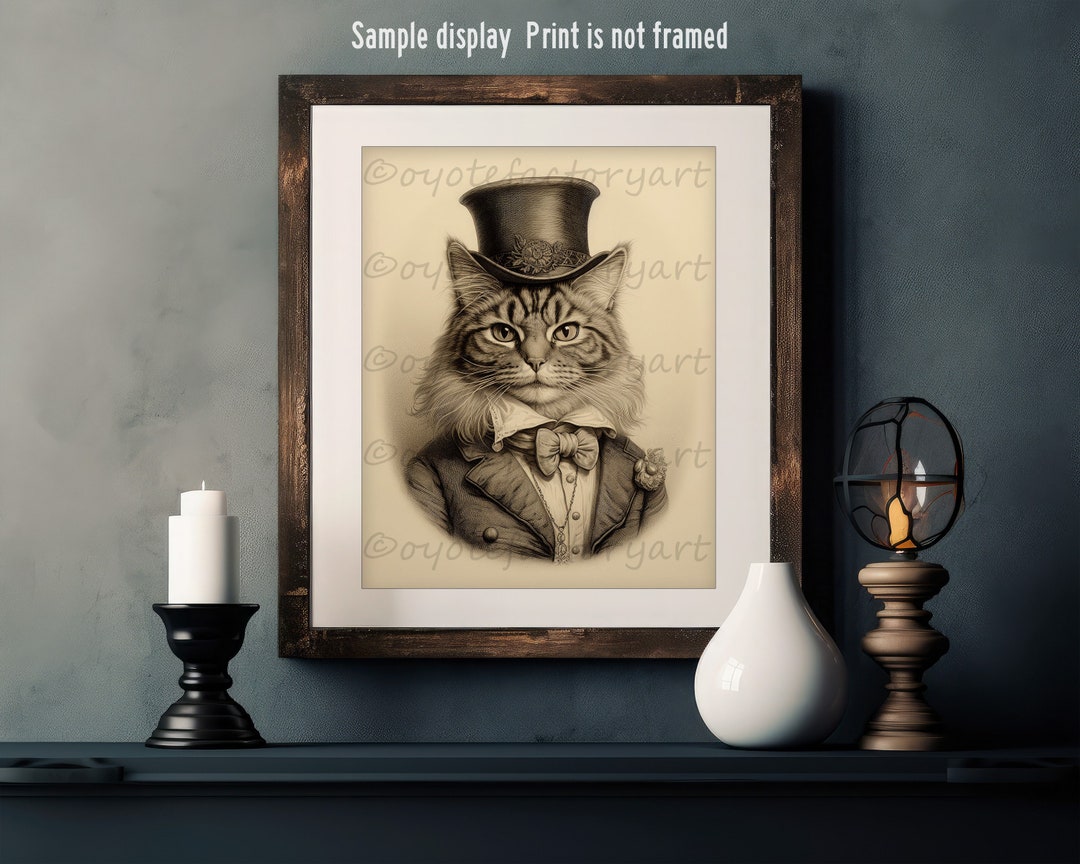 Gothic Victorian Cat Portrait Poster Print or Canvas, Pet Animal ...