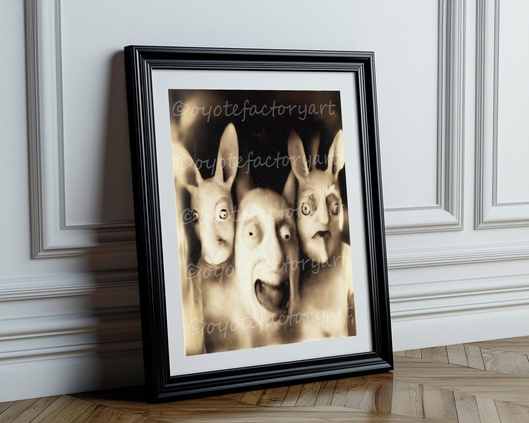 Weird Creepy Rabbits Print or Canvas, Quirky Freaks Unusual Strange Art ...