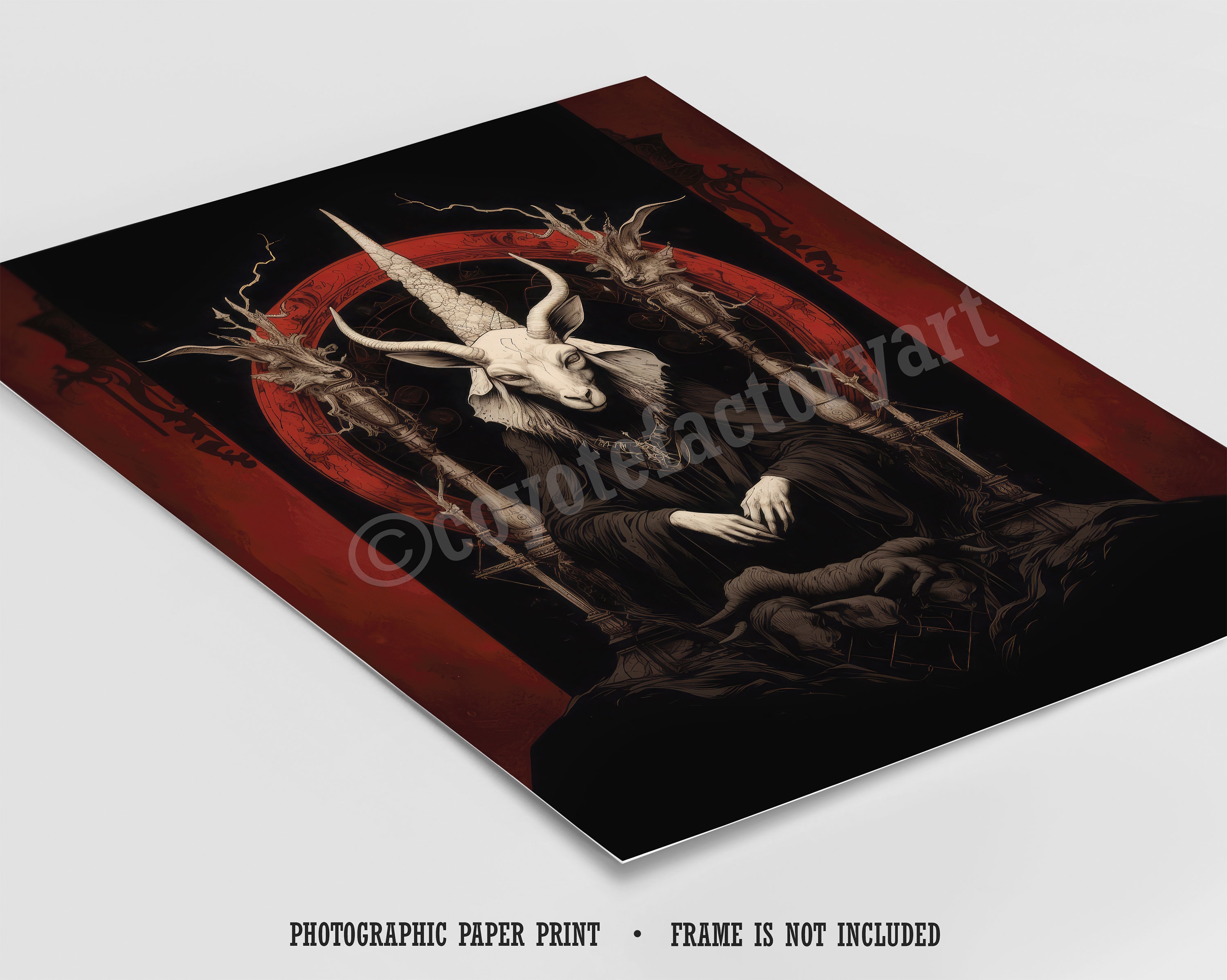 Occult Baphomet Gothic Goat Poster Print or Canvas Dark - Etsy