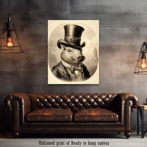 Pig Gothic Victorian Portrait Poster Print or Canvas, Vintage Dark ...