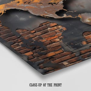 Industrial World Map Giclee Print, Grey Brown Wall Decor, Abstract ...