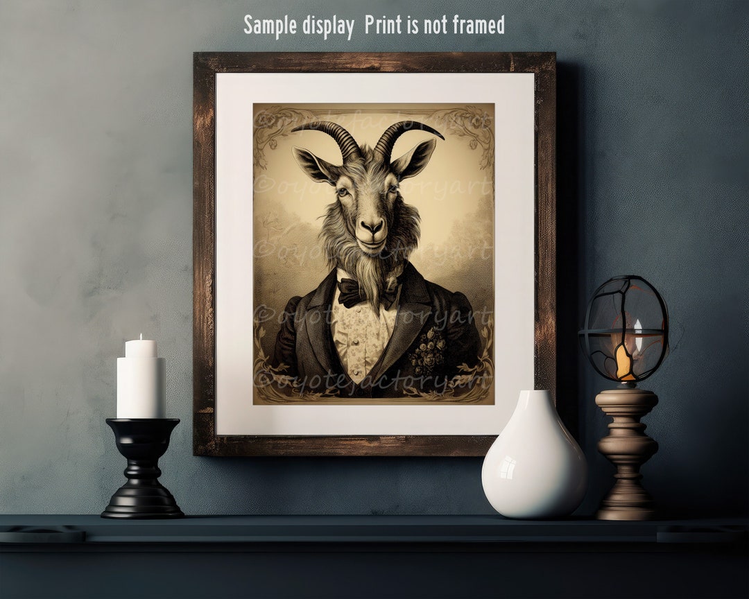 Goat Gothic Victorian Portrait Poster Print or Canvas, Mr Goat Vintage ...
