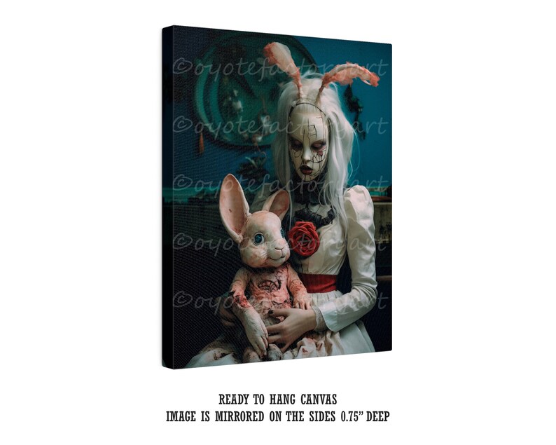 Horror Creepy Bunny Cute Girl, Weird Spooky Rabbit Mask, Scary Poster ...