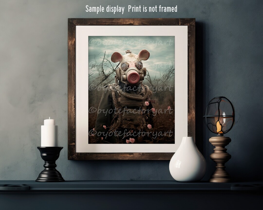 Weird Animal Head Human Body, Creepy Pig, Spooky Surreal Poster Print ...