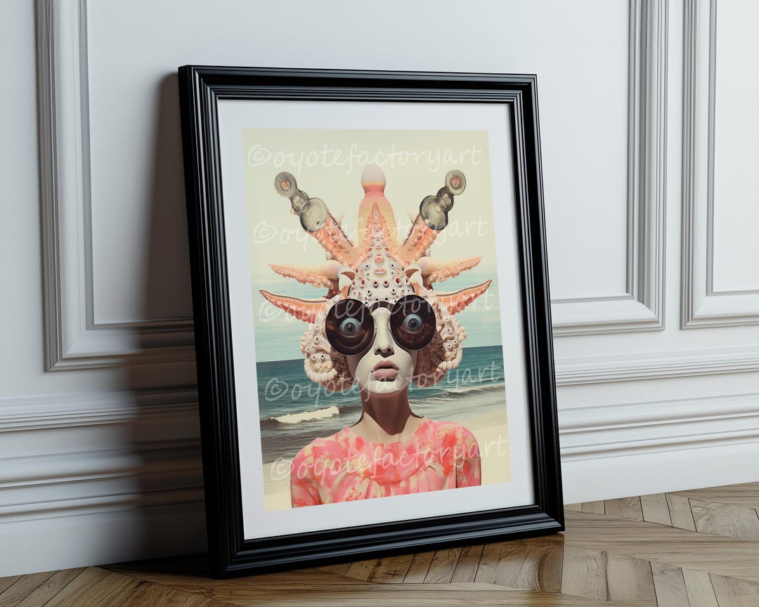 Surreal Beach Lady Portrait | Vintage Photo Collage | Retro Weird Art ...