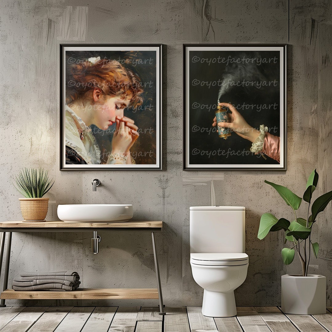Bathroom Stinky Funny Wall Art Set of 2 Poster Prints or Canvas ...
