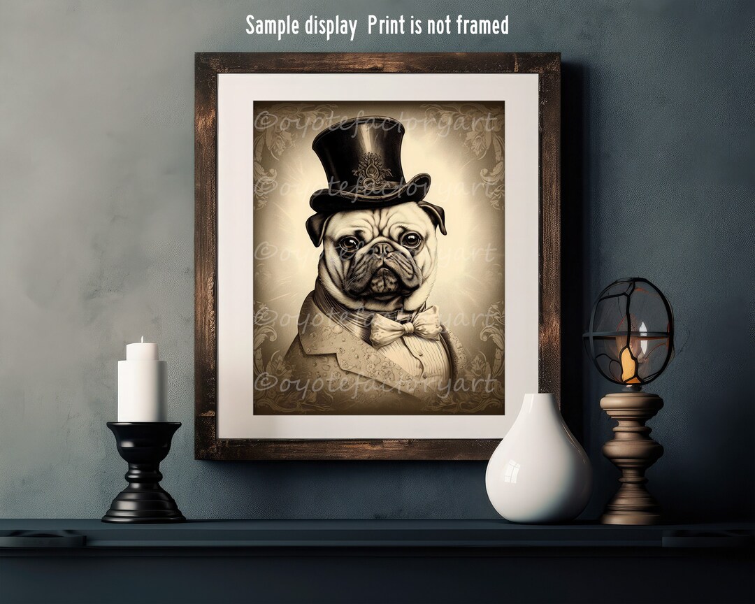 Pug Gothic Victorian Portrait Poster Print or Canvas, French Bulldog ...