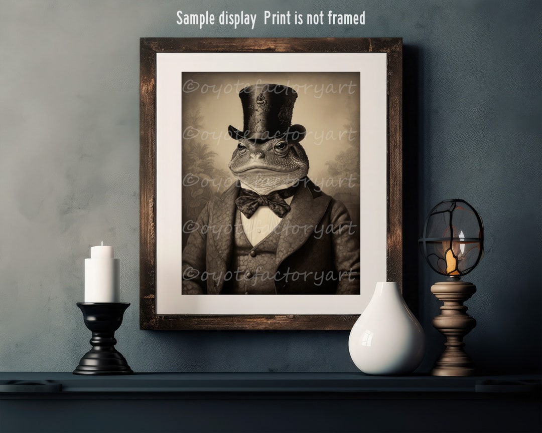 Gothic Victorian Toad Portrait Poster Print or Canvas, Mr Frog Vintage ...