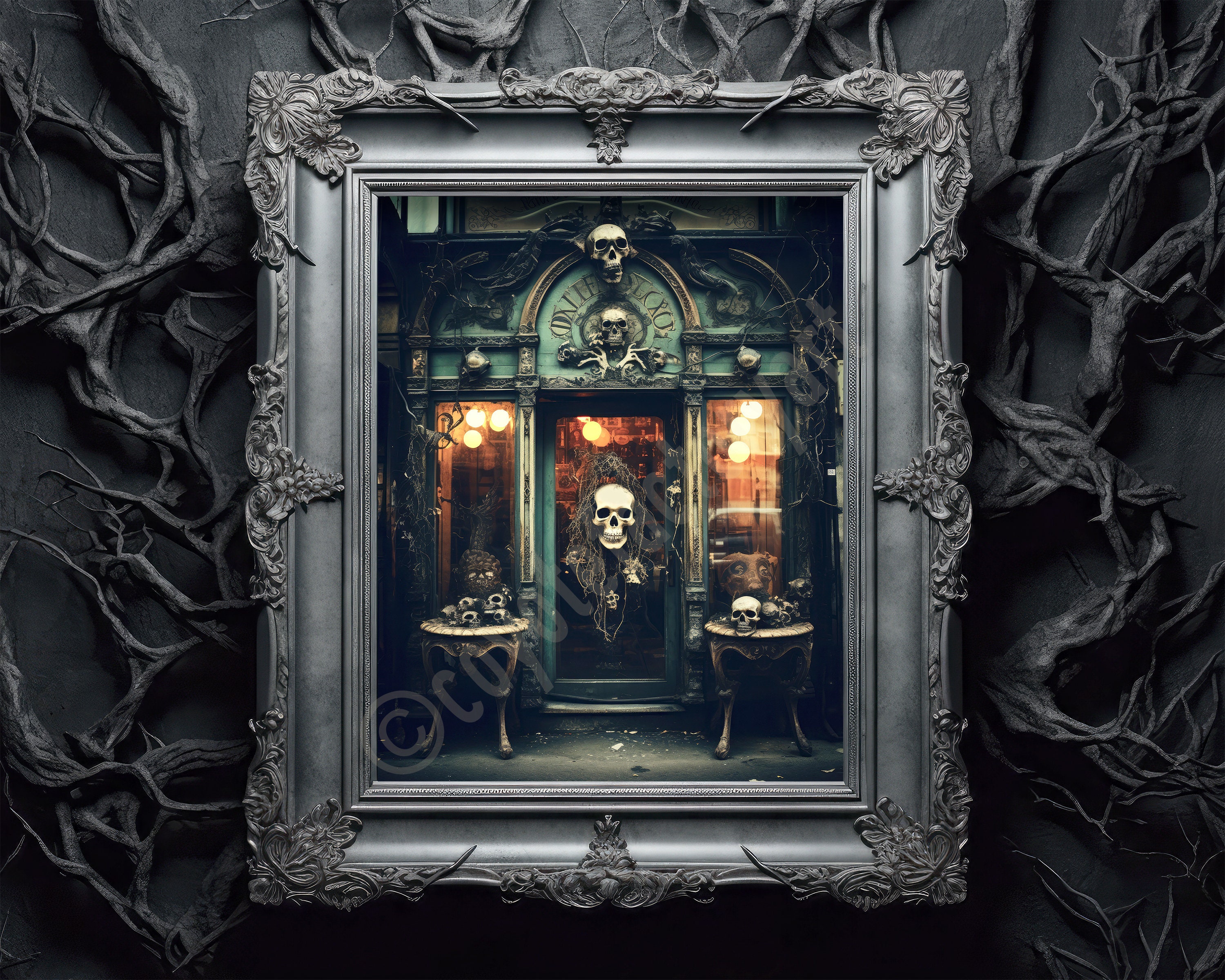 Macabre Skull Bar Print, Dark Academia Goth Decor - Etsy