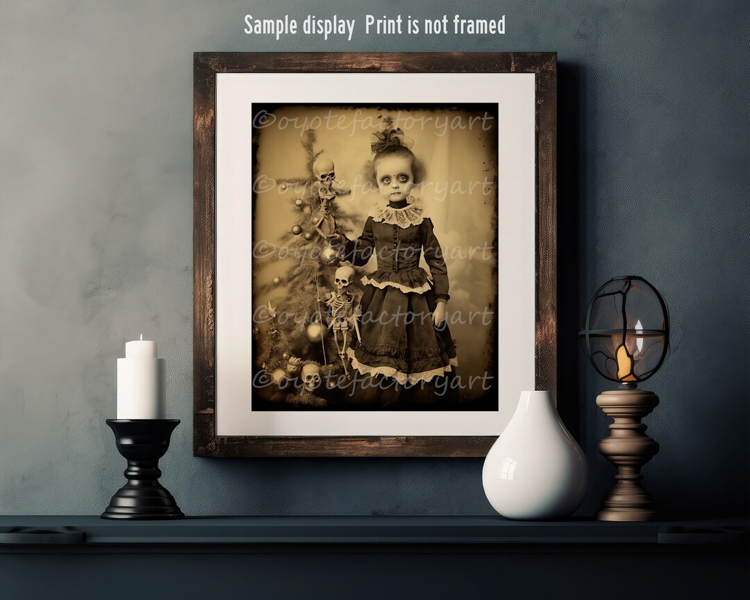 Christmas Oddities Weird Creepy Girl, Odd Vintage Skeleton Art, Gothic ...