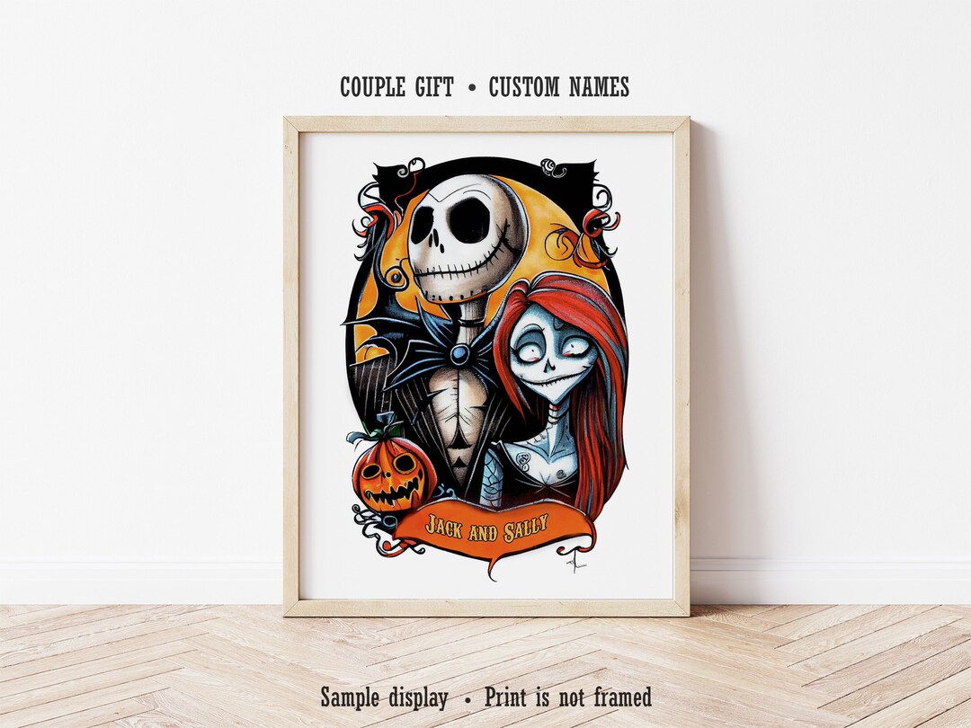 Personalized Jack and Sally Wedding Illustration, Custom Names ...