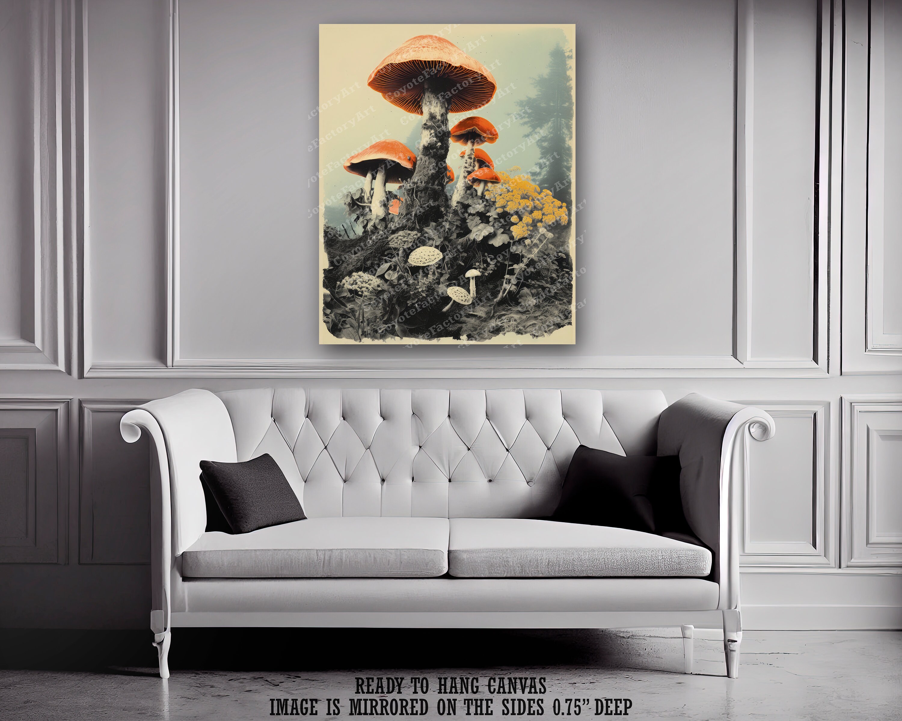 Forest Mushroom Print, Retro Farmhouse Style, Cottagecore Wall Art - Etsy