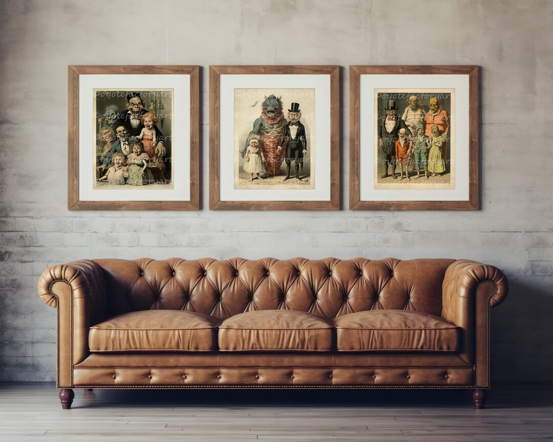 Scary Freaks Family Retro Horror Illustration Set of 3 Poster Prints or ...