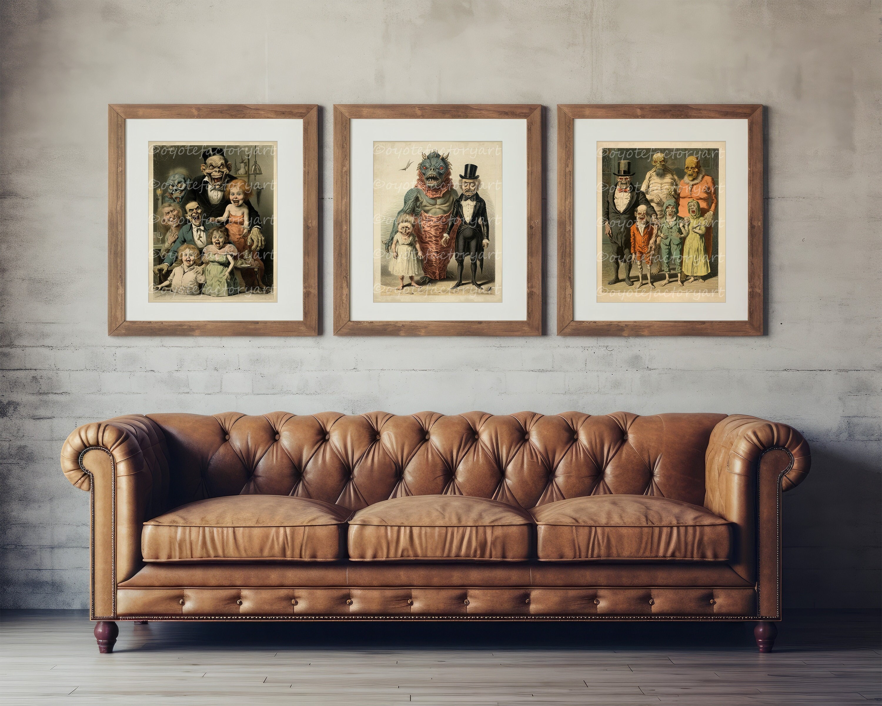 Scary Freaks Family Retro Horror Illustration Set of 3 Poster - Etsy