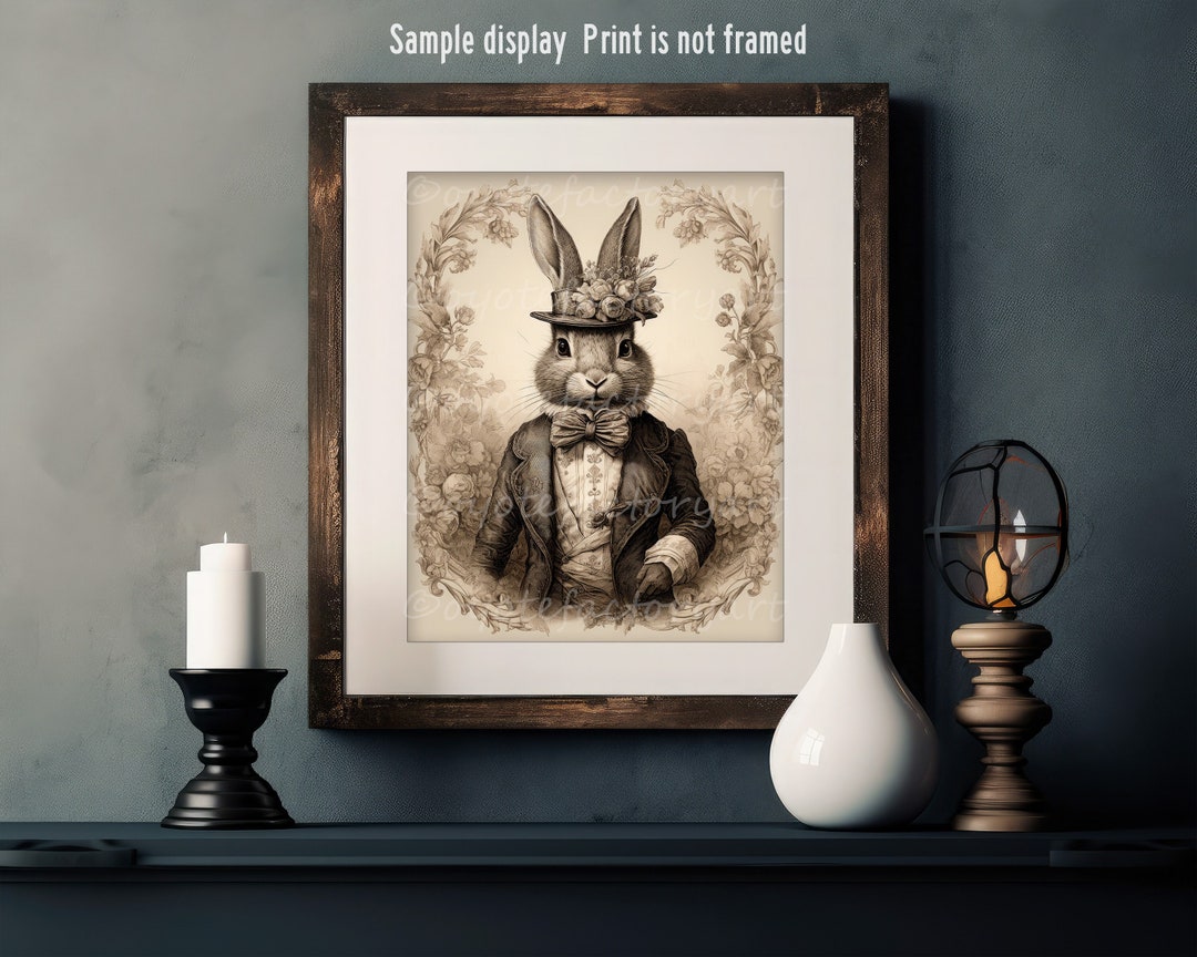Bunny Gothic Victorian Portrait Poster Print or Canvas, Mr Rabbit ...