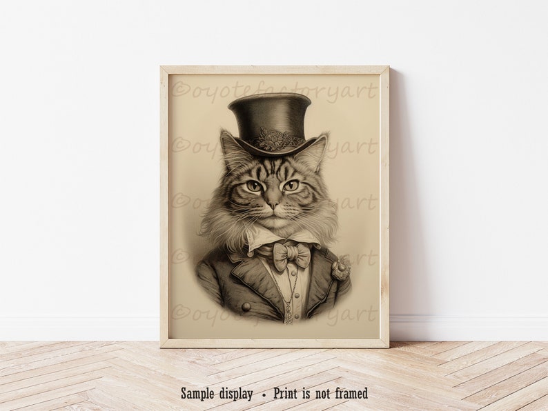 Gothic Victorian Cat Portrait Poster Print or Canvas, Pet Animal ...