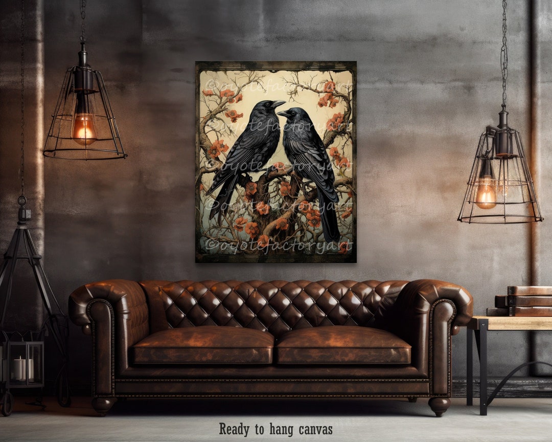Gift for Couple, Raven Loving Romantic Couple Illustration Canvas ...