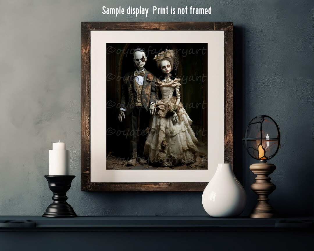 Creepy Gothic Dolls Couple, Groom and Bride, Dark Romantic Poster Print ...