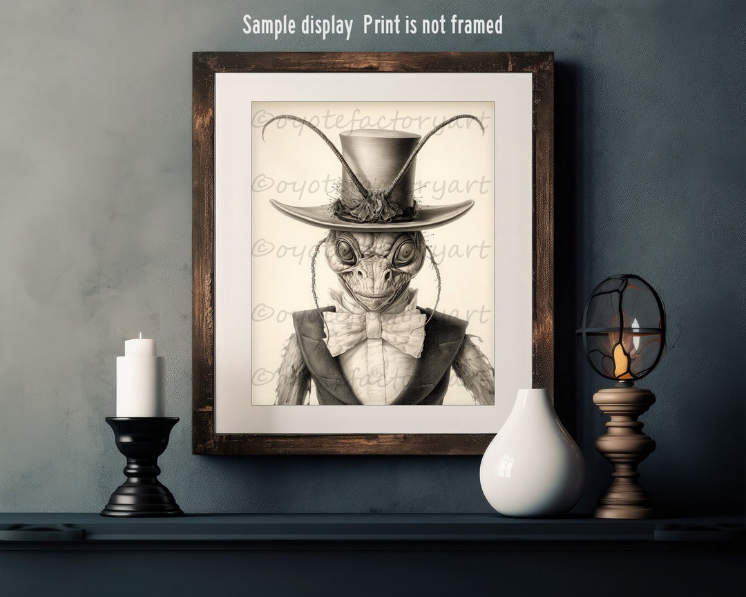 Praying Mantis Gothic Victorian Portrait Poster Print or Canvas, Insect ...