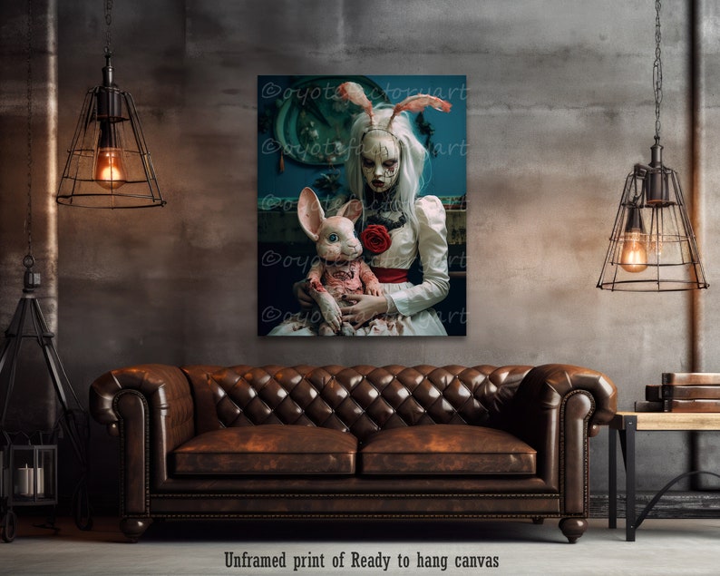 Horror Creepy Bunny Cute Girl, Weird Spooky Rabbit Mask, Scary Poster ...