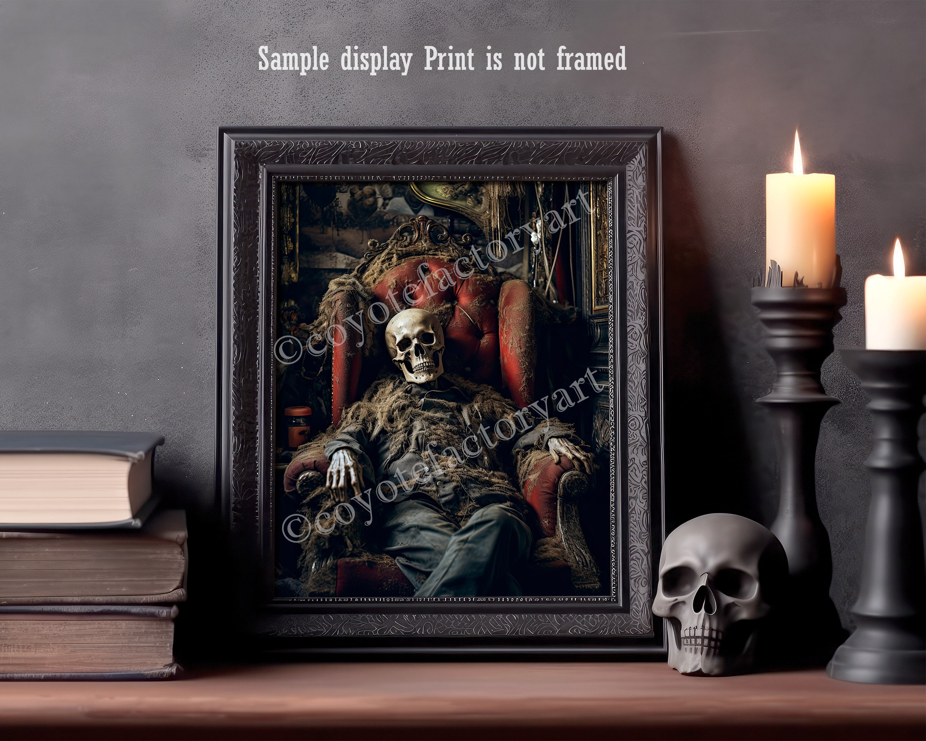 Sleeping Skeleton Print, Dark Academia Halloween Decor, Cottagecore Art ...