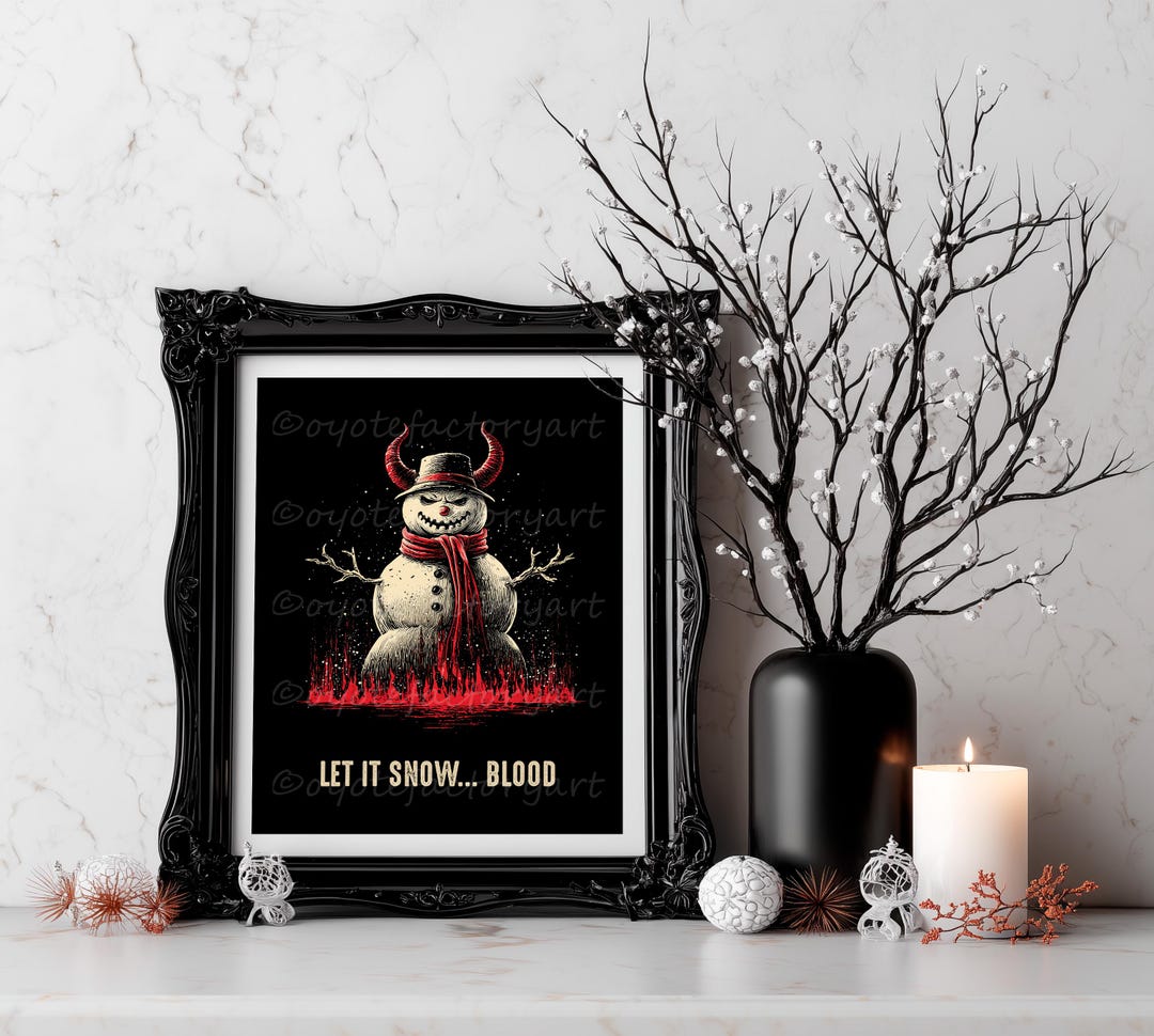 Let It Snow... Blood, Devil Horned Snowman Poster Print or Canvas ...