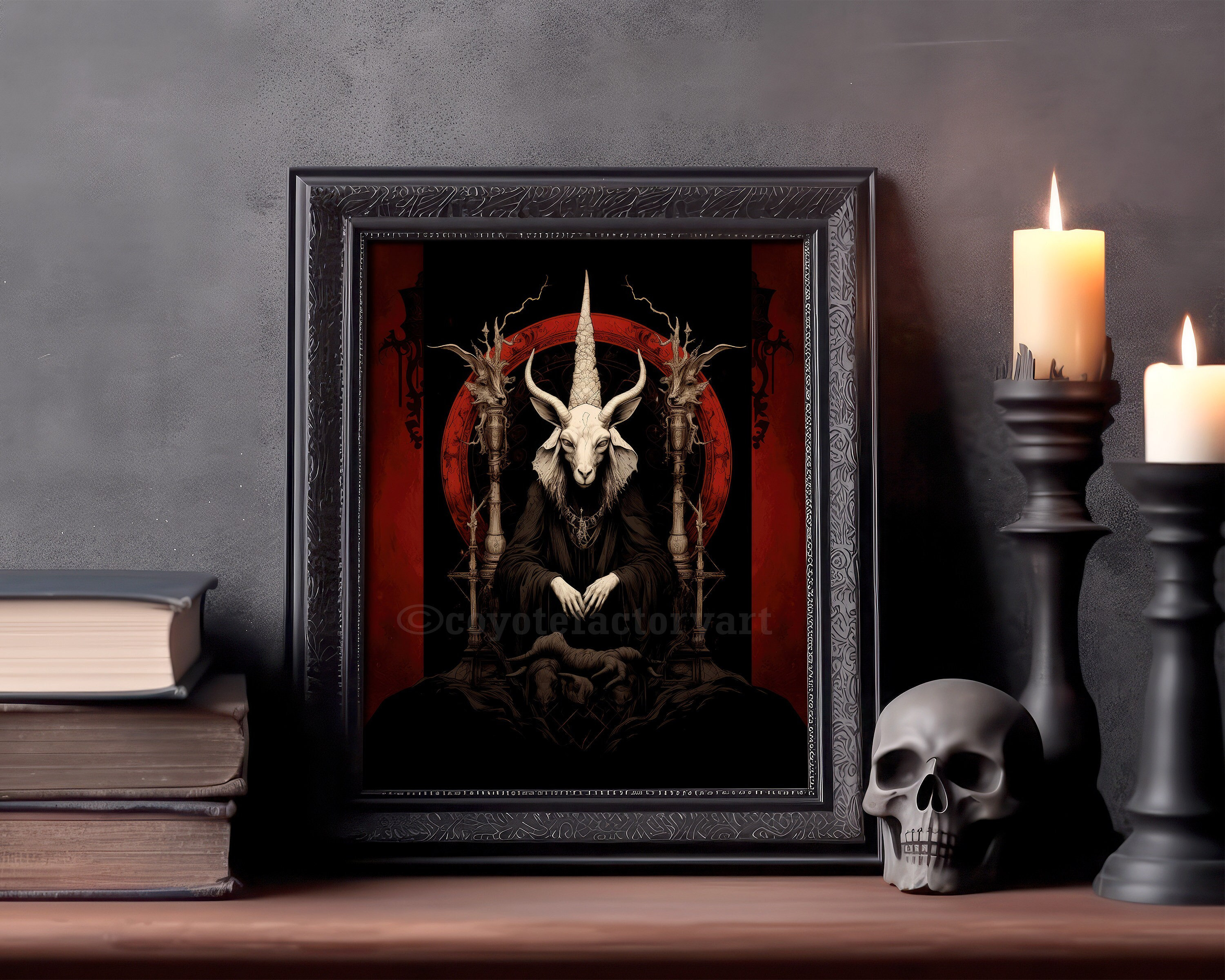 Occult Baphomet Gothic Goat Poster Print or Canvas Dark - Etsy