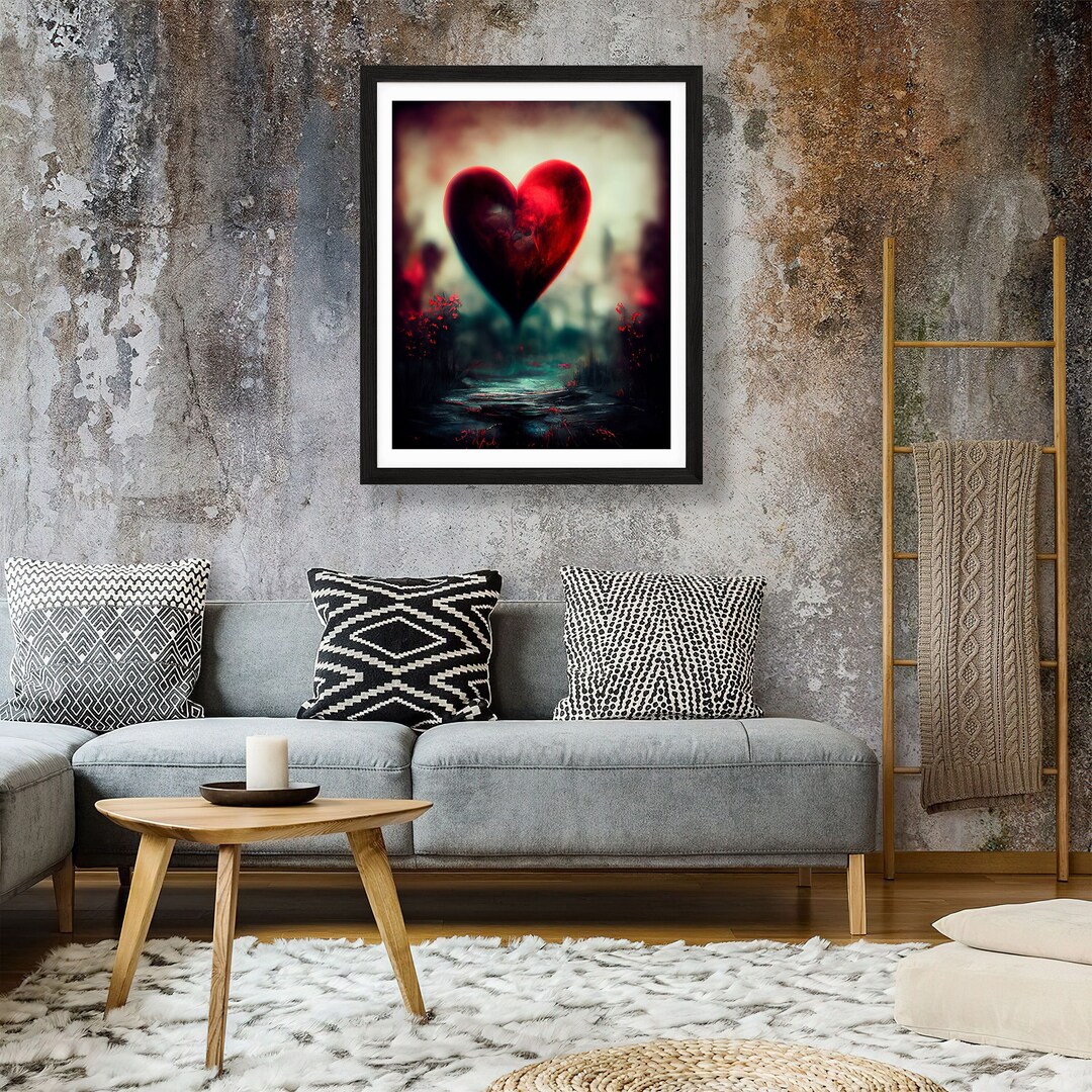 Gothic Heart AI Art Print, Alt Valentine's Day Gift - Etsy