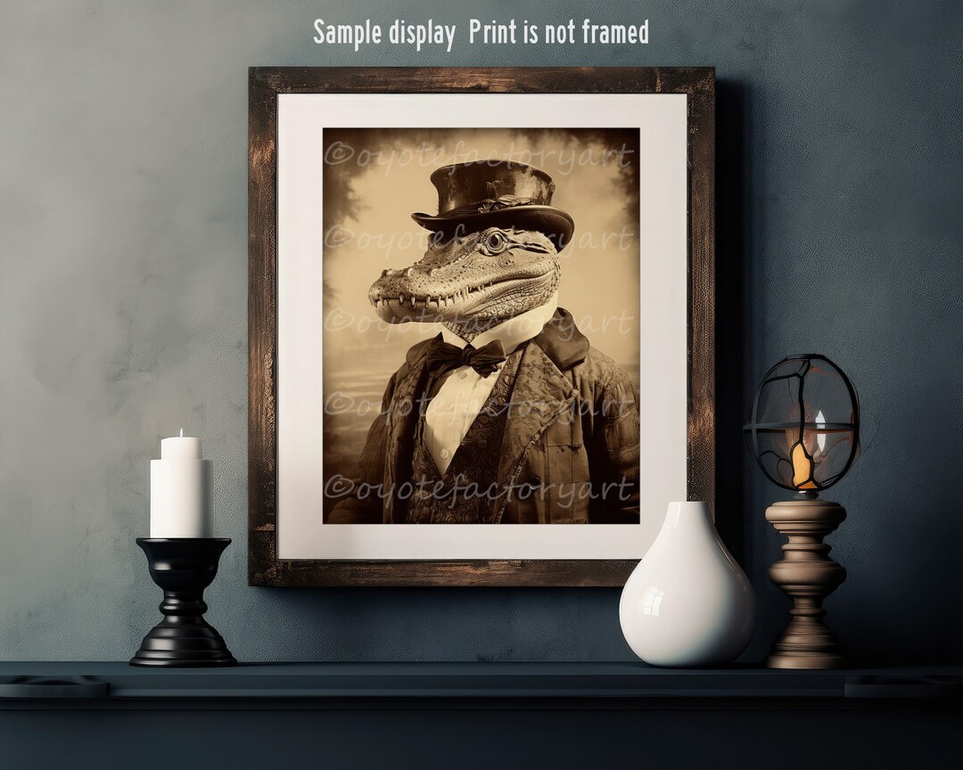 Gothic Victorian Mr Alligator Portrait Poster Print or Canvas, Vintage ...