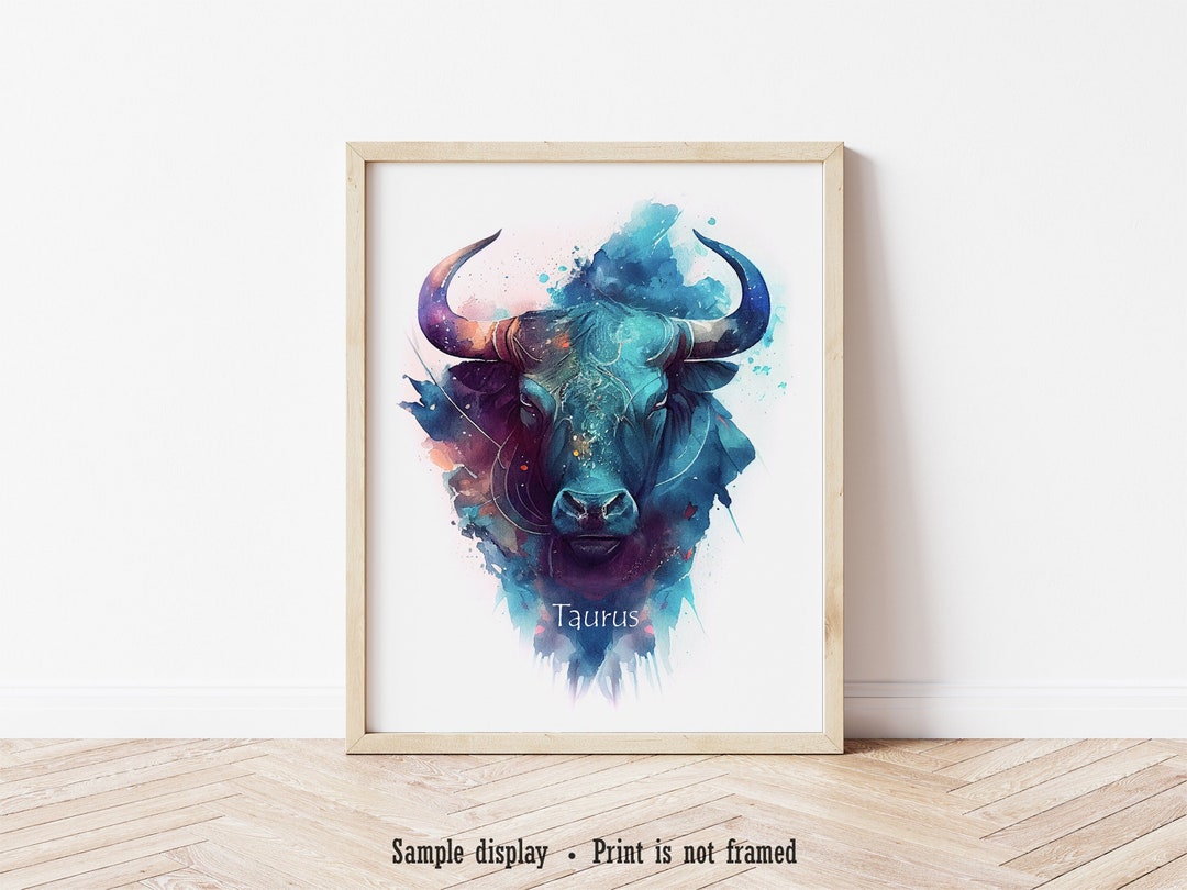 Taureau Signe Du Zodiaque Aquarelle Affiche Impression Ou Toile ...